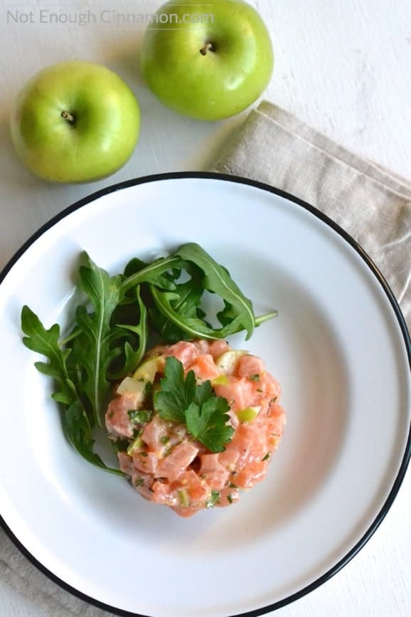 Salmon Tartare Recipe with Green Apples & Cilantro | Not Enough Cinnamon
